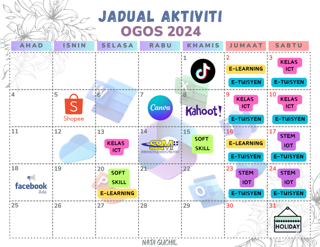 Jadual Aktiviti Bulan Ogos 2024 – NADI Guchil, Kuala Krai